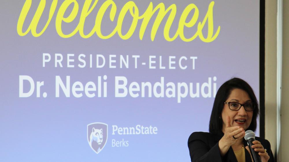 President-elect Neeli Bendapudi visits Penn State Berks | Penn State ...