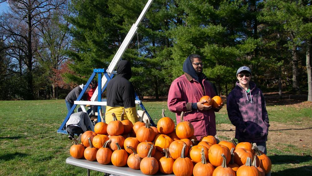 Abington engineering majors go the distance designing pumpkin launcher ...