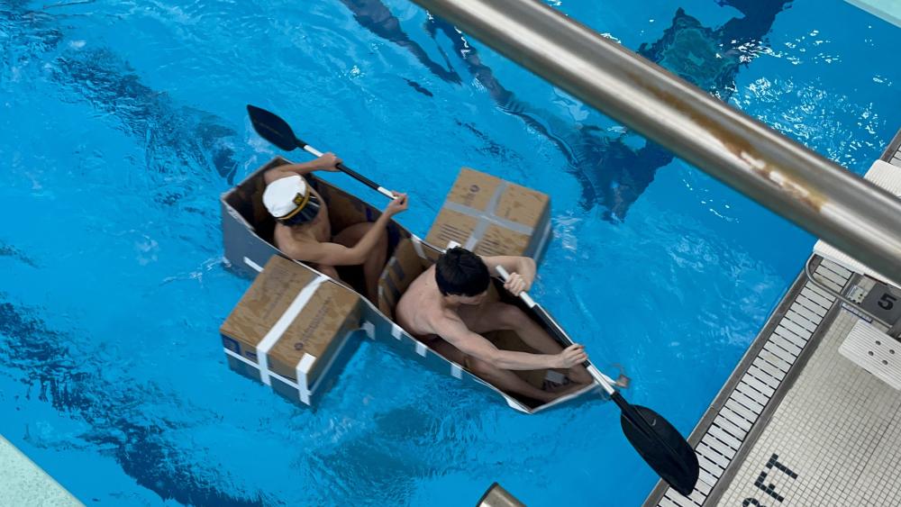 Cardboard boats set sail in Behrend pool | Penn State University